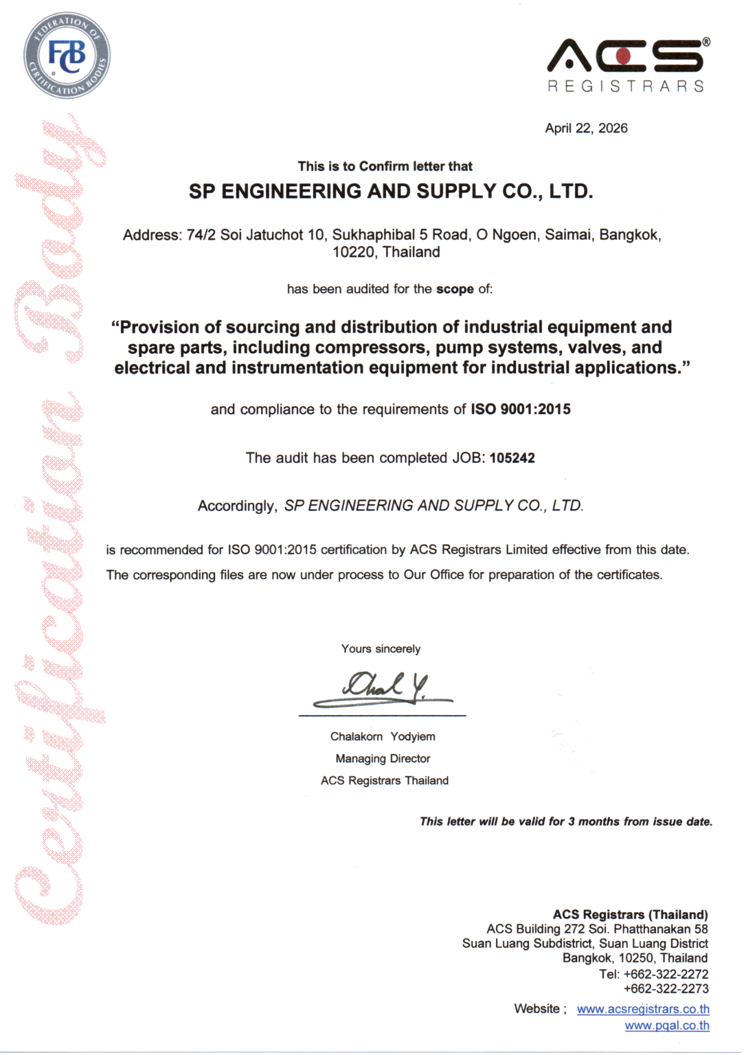 We Are Certified to ISO 9001:2025 – SP Engineering and Supply